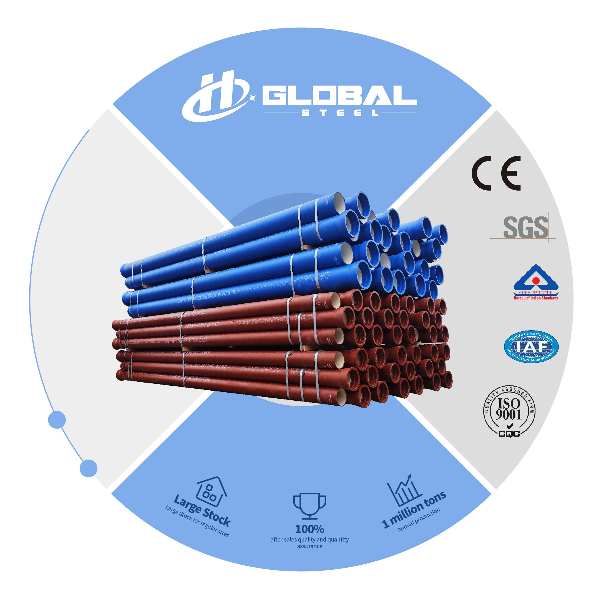 K7 K8 K9 Ductile Iron Pipe Dn 80Mm-1600Mm Nodular Iron Cast Pipe For ...