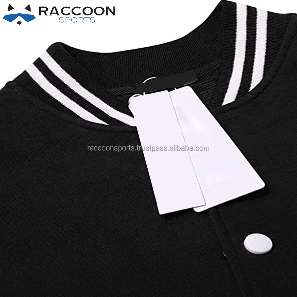 Customized Varsity Jacket Hoodie Solid Black Letterman Hoodie Jacket ...