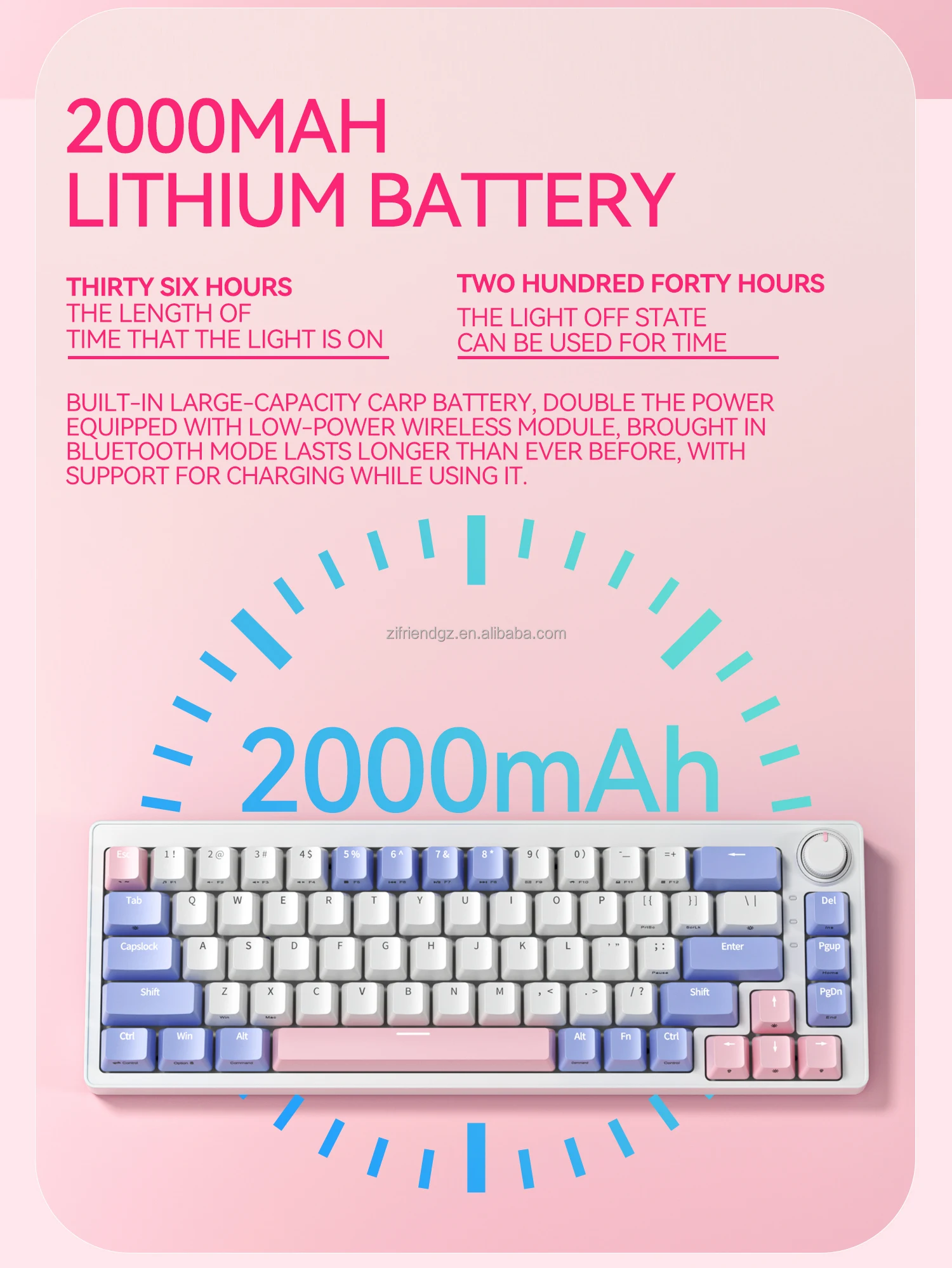 ZIFRIEND ZA68 Wireless 60% Mechanical Hot Swap RGB Gaming Keyboard ...