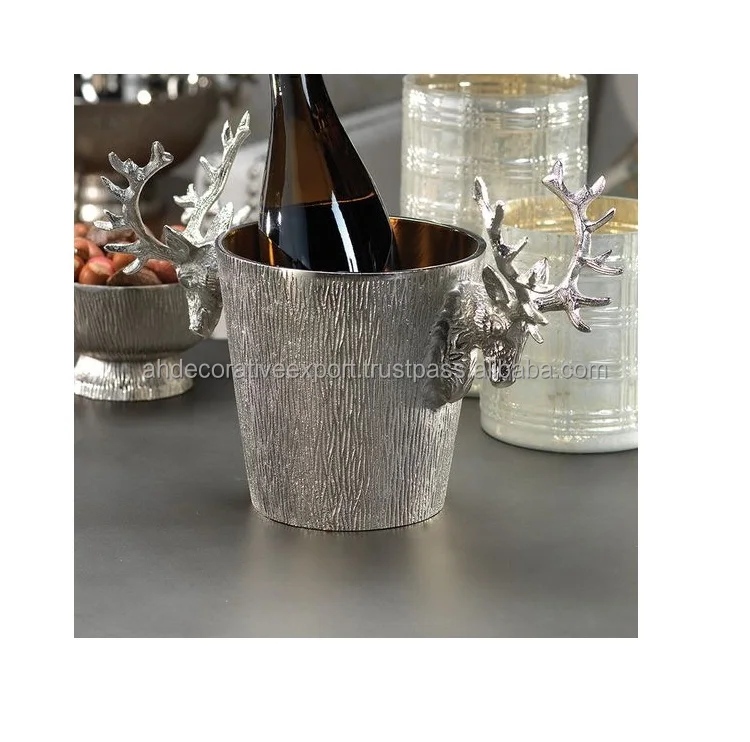 Silver Deer Head Aluminum Ice Bucket Red Wine Ice Grain Bucket Wine ...