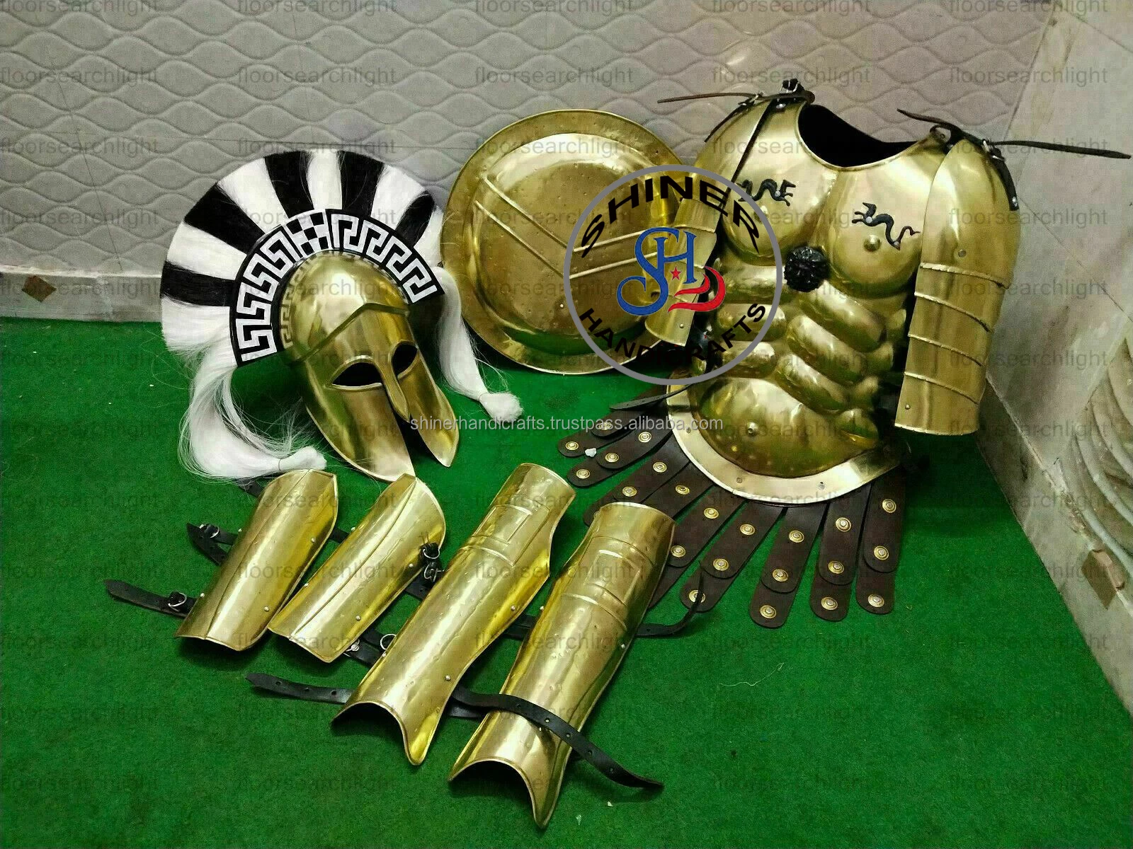 Medieval 300 Spartan Brass Helmet W/plume Muscle Armor Jacket Leg Or ...