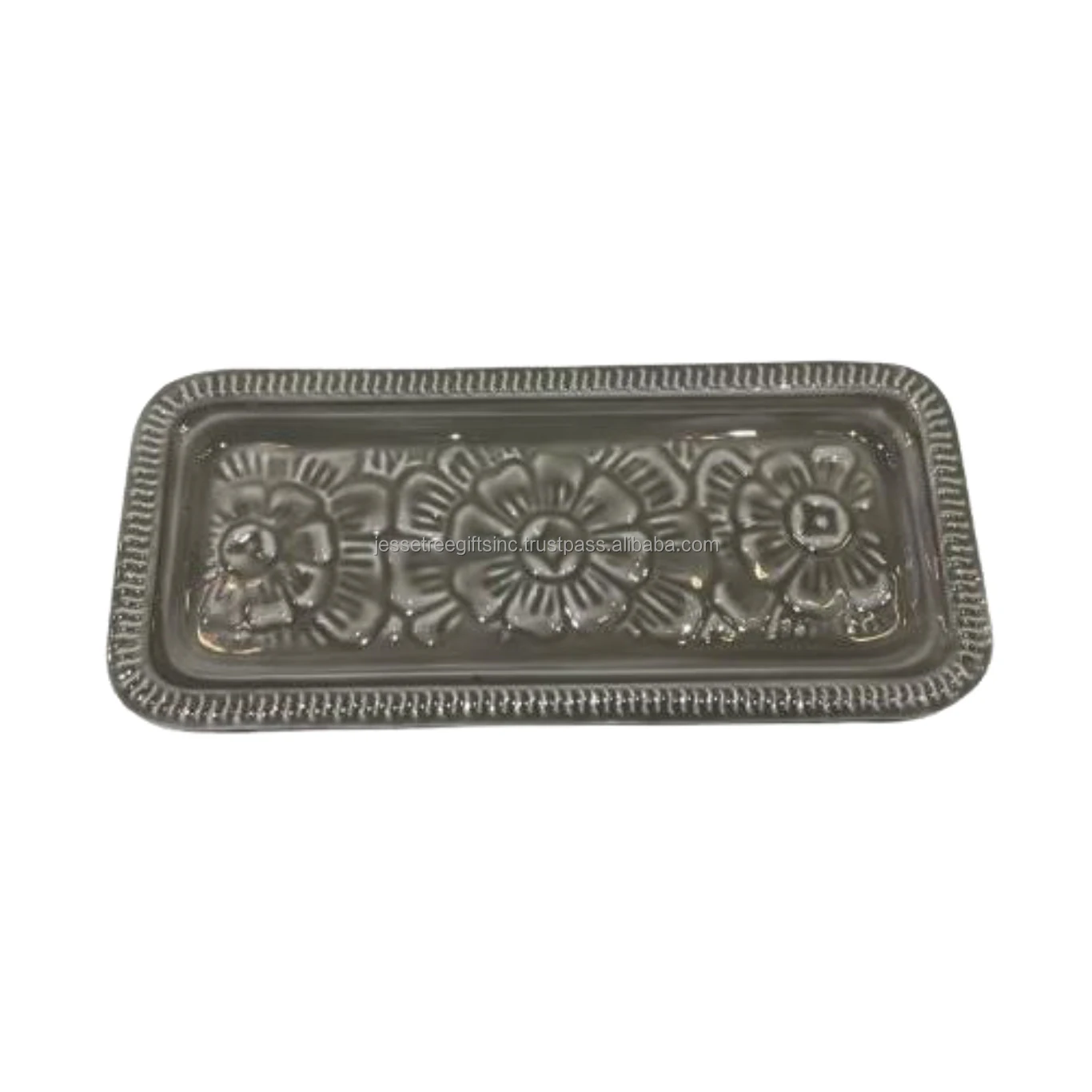 Decorative Enameled Metal Serving Tray With Yellow Powder Coating ...