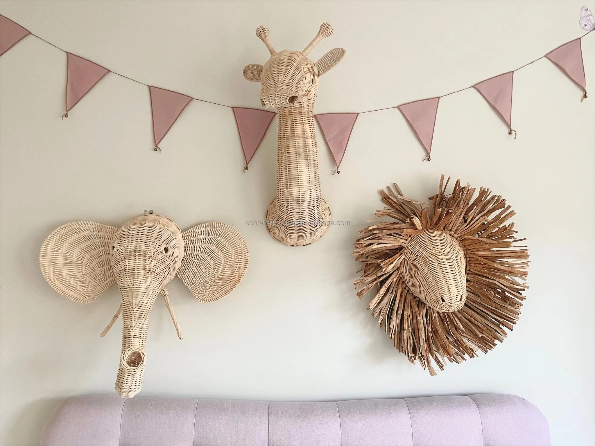Handwoven Rattan Giraffe Animal Head Wall Decor | Eco-Friendly Children ...