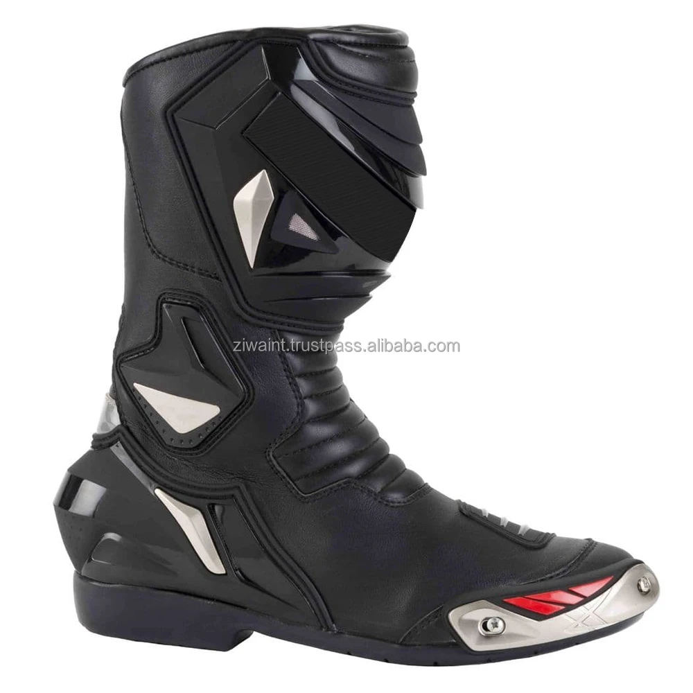 Auto Racing Motorcycle Boot Long Ankle Boot Motorbike Leather Racing ...