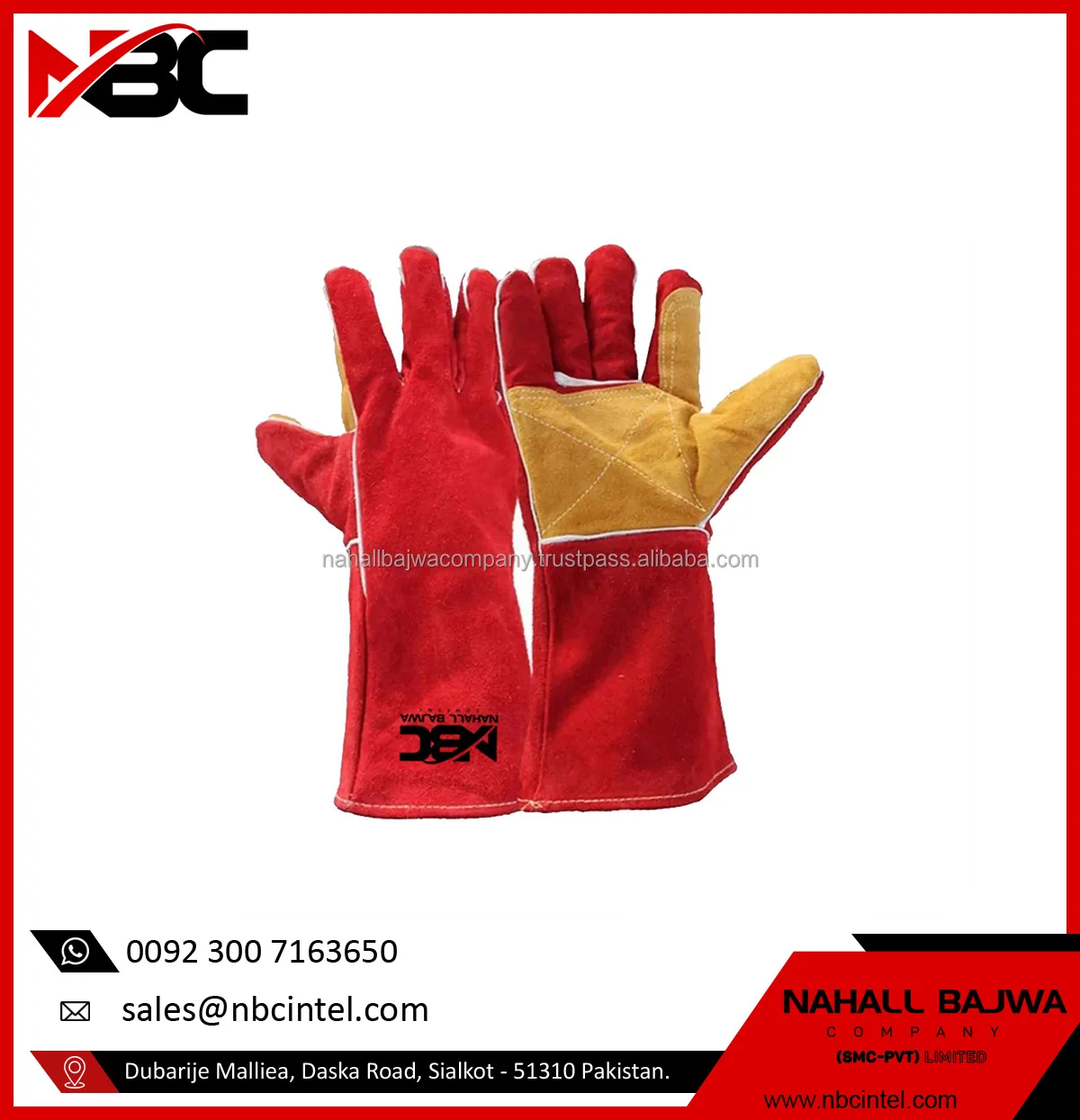 Fire Resistant Cow Split Leather Welding Gloves Hand Protection Heat ...