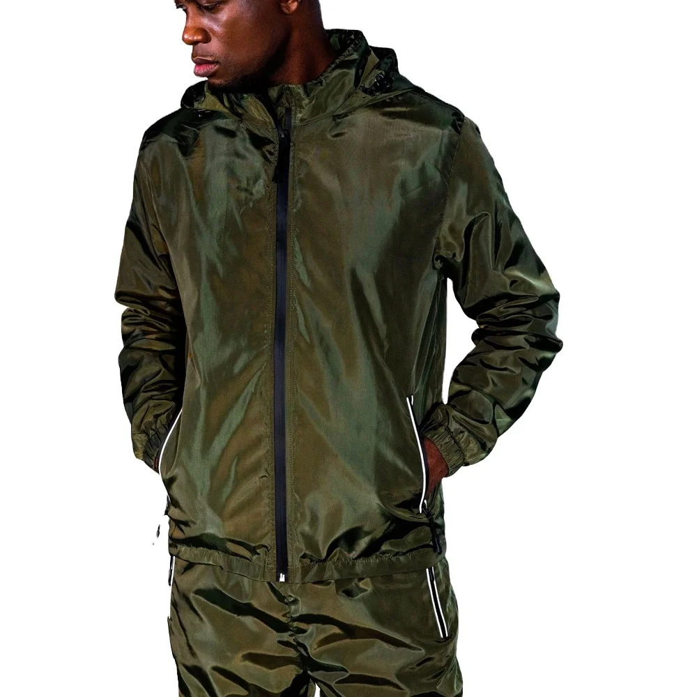 New Arrival Men's Olive Green Your Own Logo Fall Nylon Tracksuits Patch ...