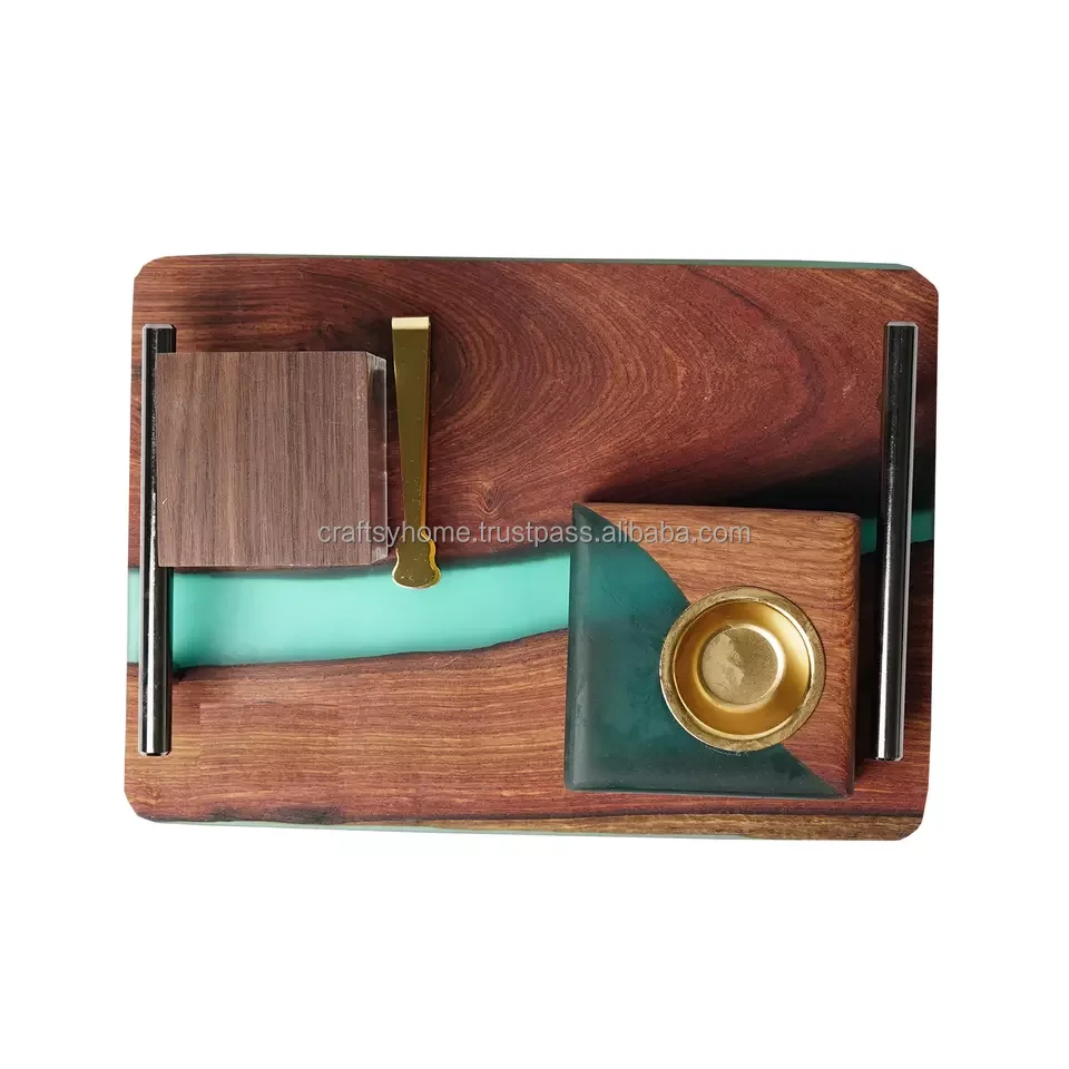 Handcrafted Wooden & Resin/ Epoxy Bakhoor Incense Burner Tray Set ...