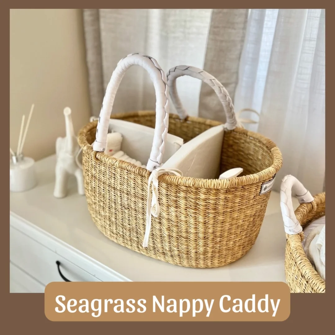 Baby Nursery Natural Seagrass Nappy Caddy For Moms Custom Size Storage ...