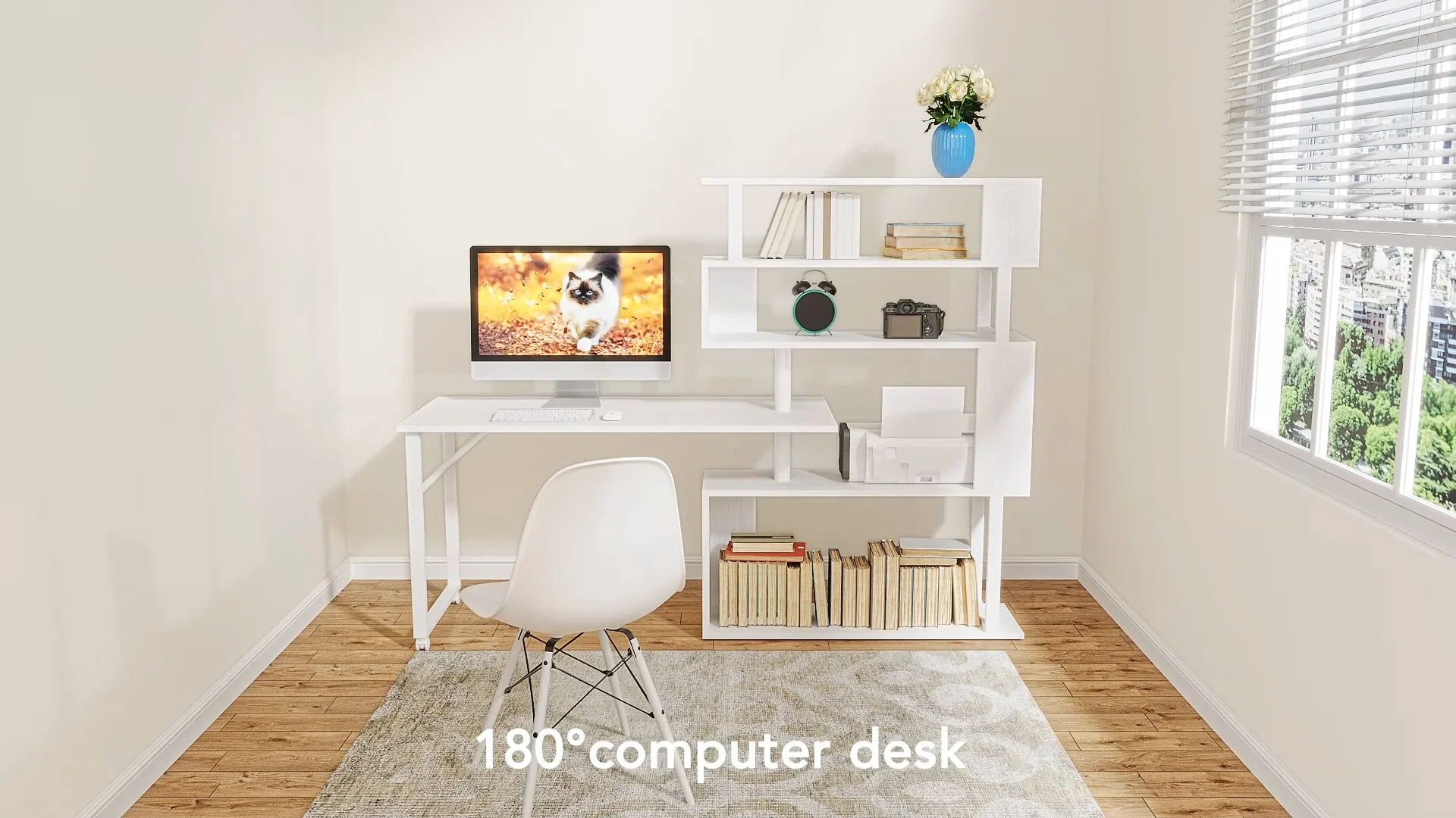 Tribesigns Modern L-shaped Corner Desk With Storage Rotating Reversible ...