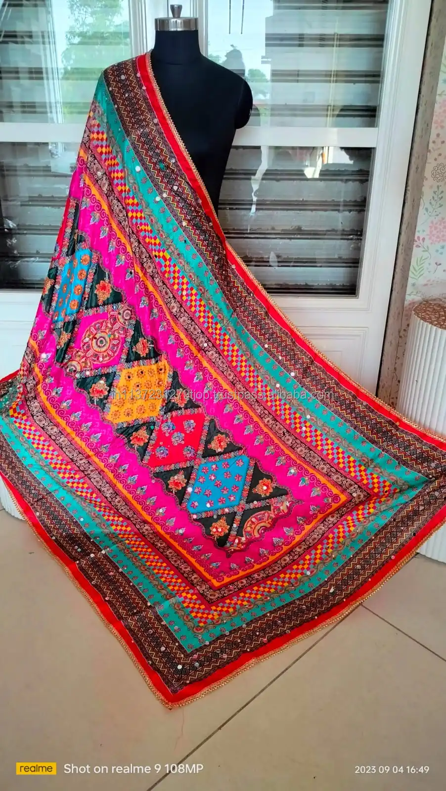 New Fancy Handmade Embroidery Mirror Work Pakistani Silk Dupattas ...