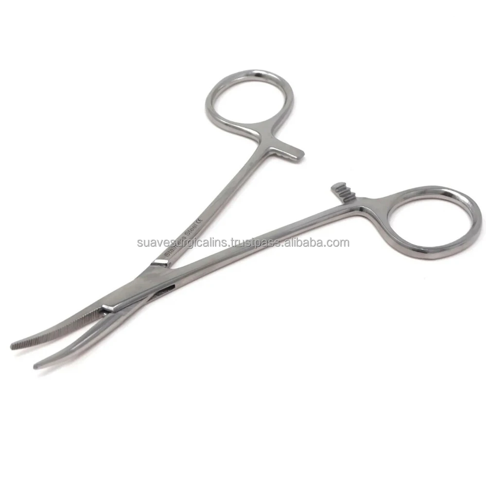 Stainless Steel Mosquito Locking Hemostat Forceps 4.5 Curved Shape ...