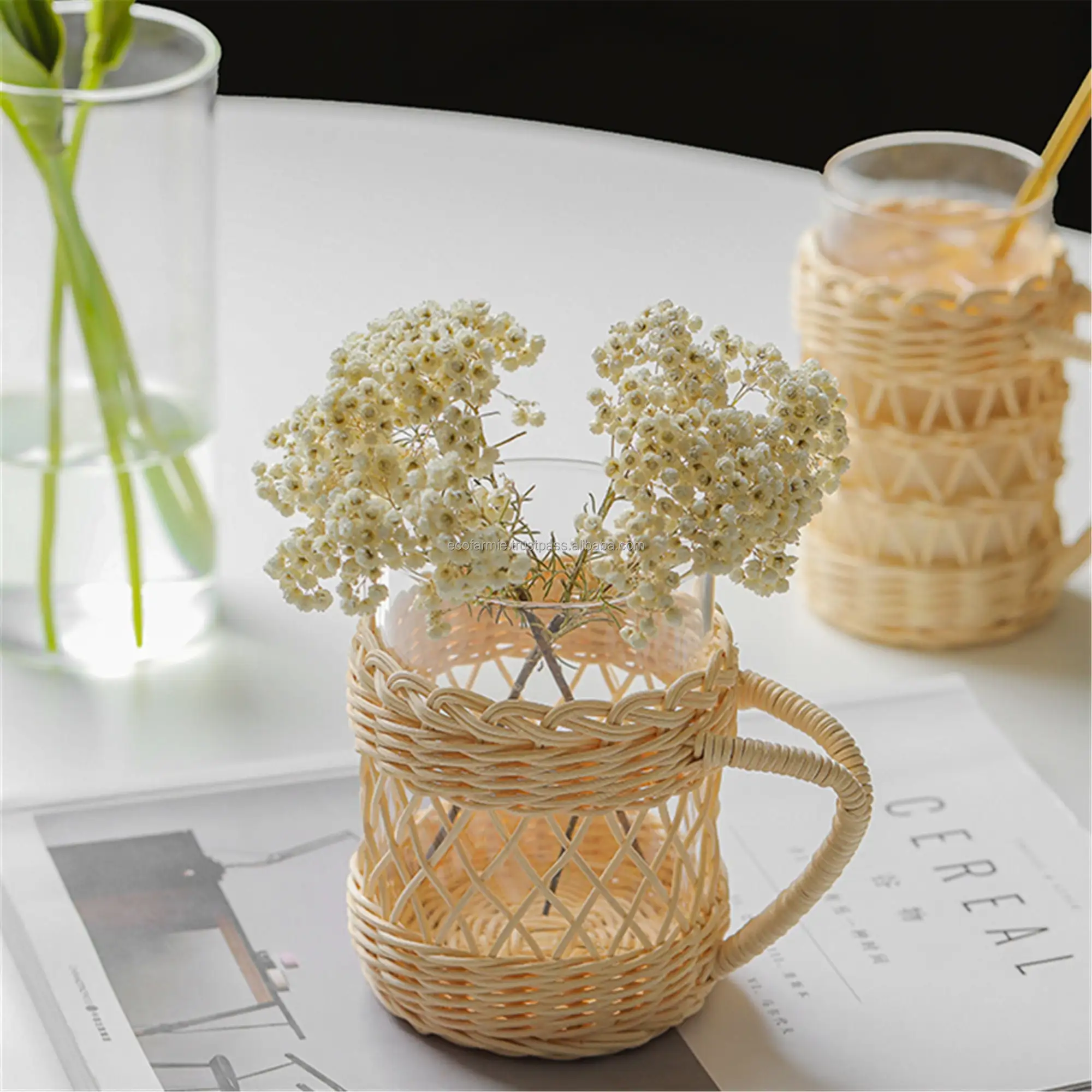 Eco-friendly Woven Cup Covers - Natural Seagrass Accessories