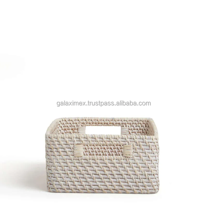 Whitewash Rattan Collection For Bathroom Accessories Storage Baskets ...