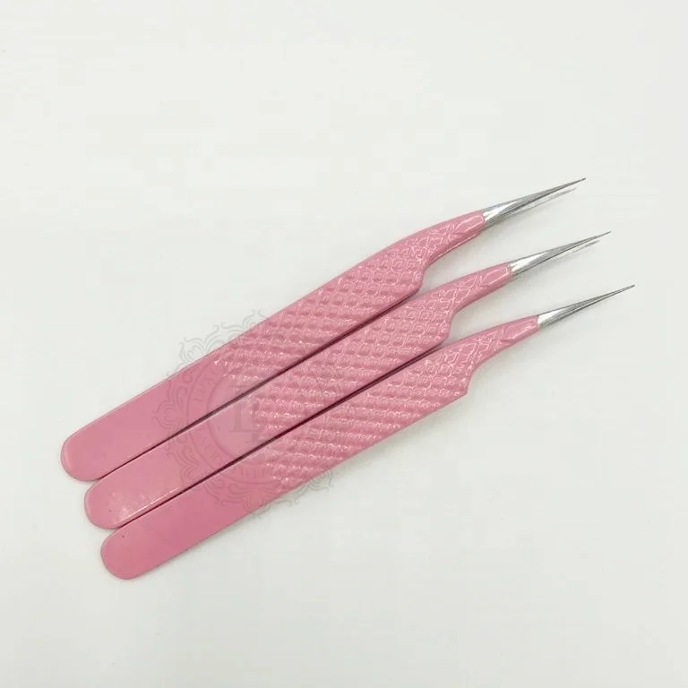 Pink Powder Coating Isolation Tweezer Solid Diamond Pattern Tweezer ...