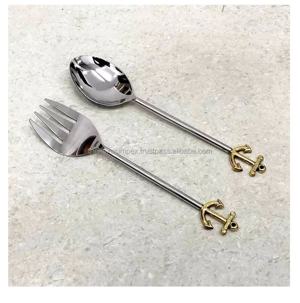 Metal Salad Server With Skulls Design Handle New Metal Cutlery Set For ...