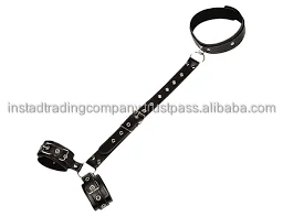 Ganiune Cow Leather Handdcuffs With Chain Bdsm Bondage 3pcs Set ...