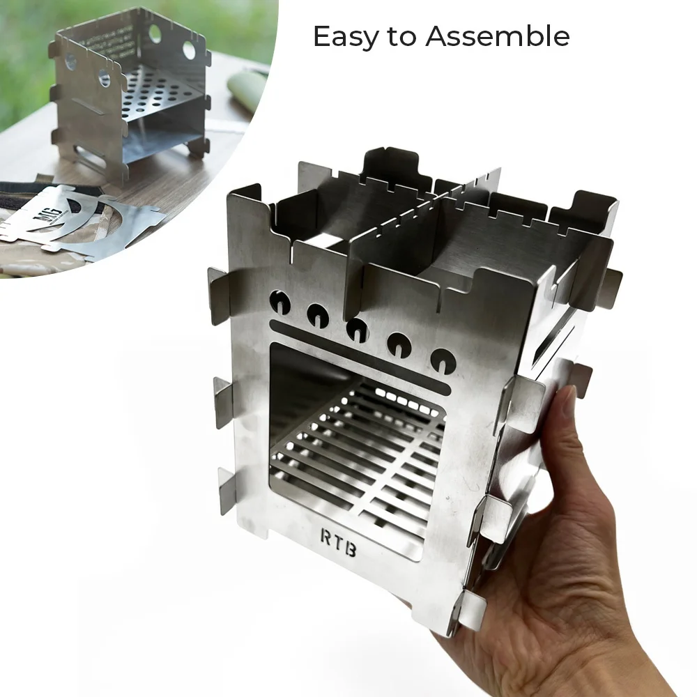 Portable Folding Camping Fire Pit Set (5pcs) Stainless Steel Pocket ...