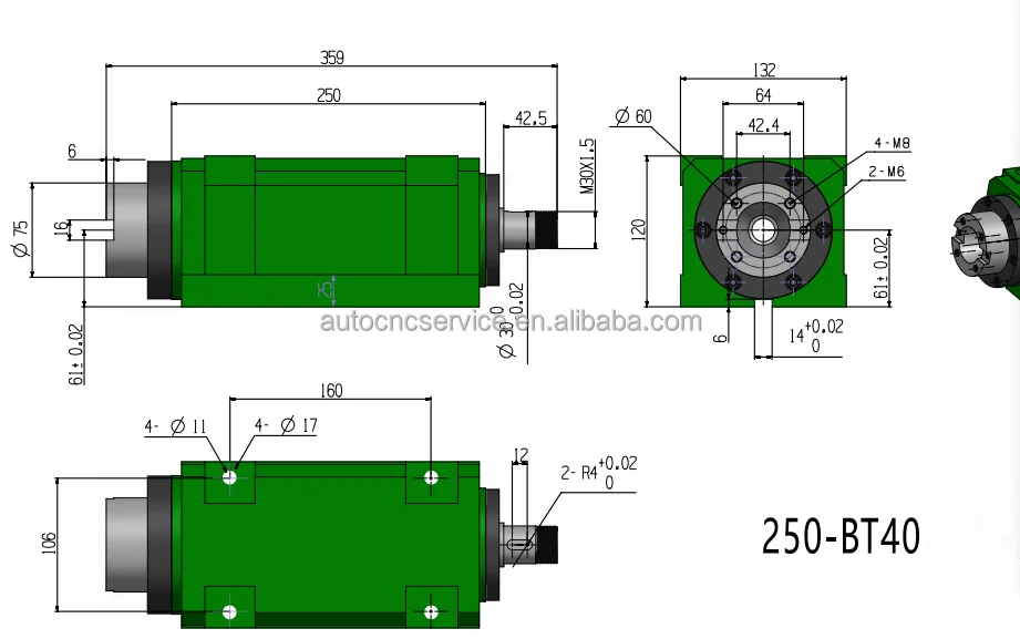 BT40 Milling Machine Spindle Head - High-Speed & Waterproof