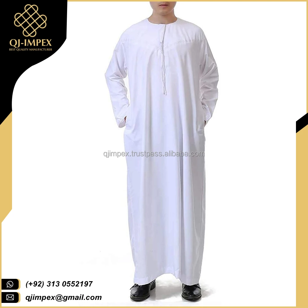 Traditional Muslim Men's Middle Eastern Arab Long Sleeve Thobe | High ...