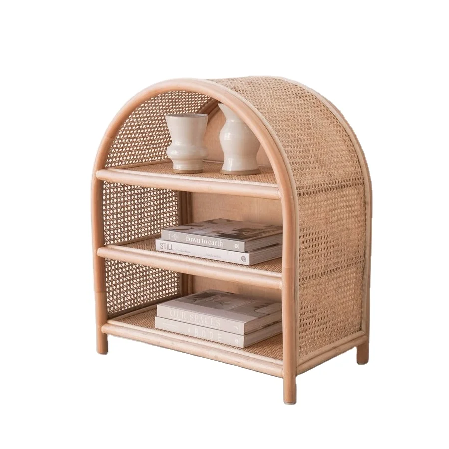 Handmade Rattan Book Shelf 2 Tier Book Case Living Room Furniture ...