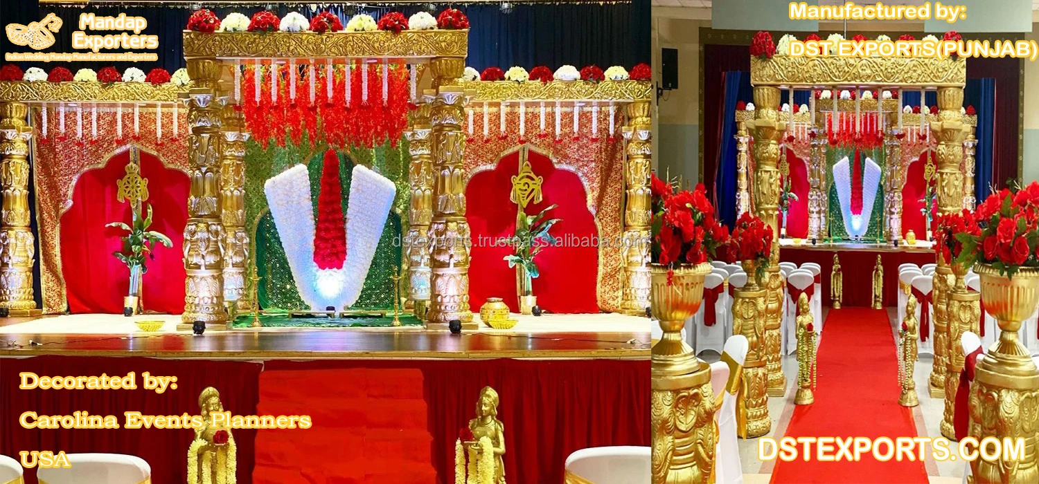 Sri Lankan Indian Wedding Mandap Decoration Peacock Design Double Pole ...