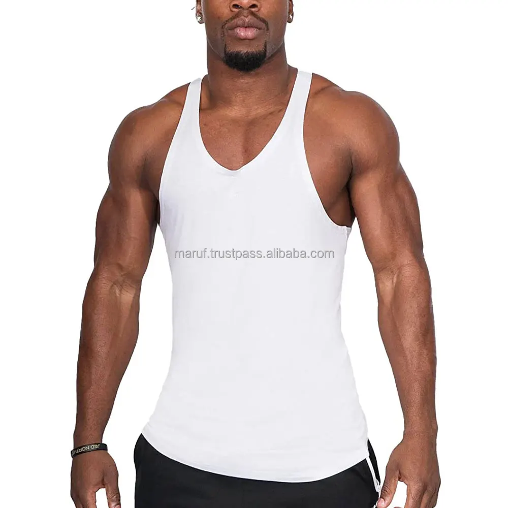 White Color Men Fitness Tank Top - High Quality & Customizable