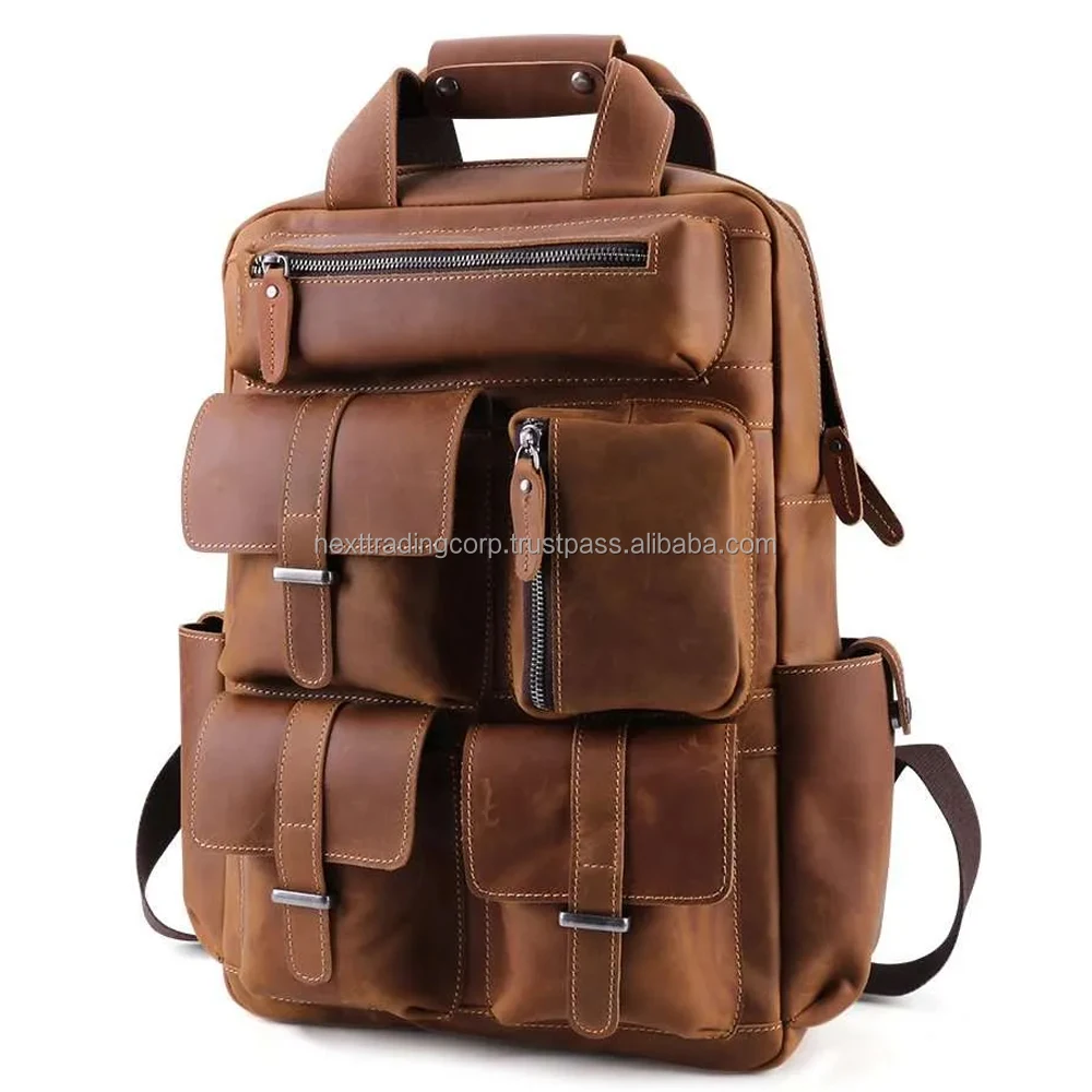 High Quality 2024 Premium Popular OEM Mens Leather Design Backpacks ...