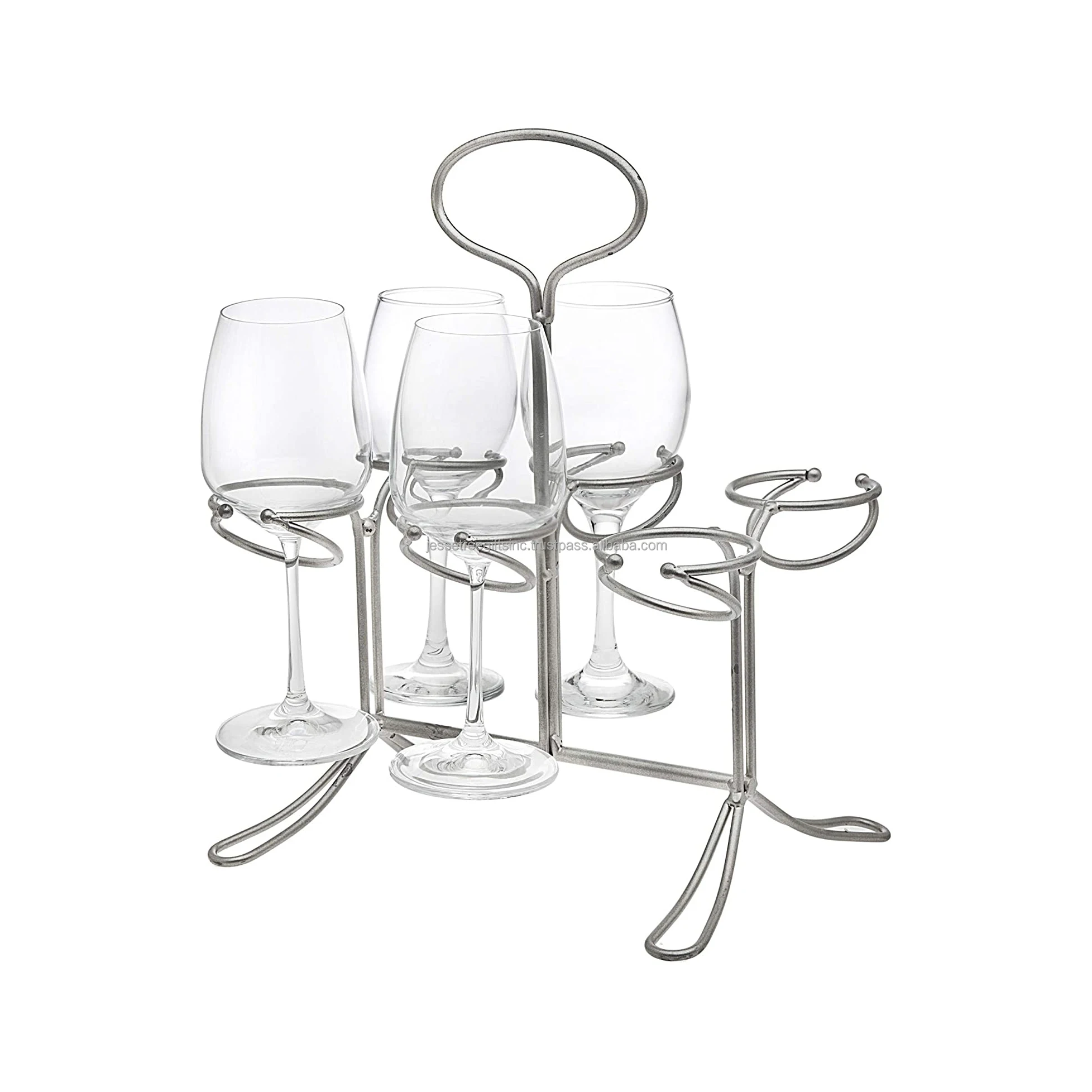 Metal Wire Wine Glass Tree With Nickel Plating Finishing Rectangular Shape Elegant Design High