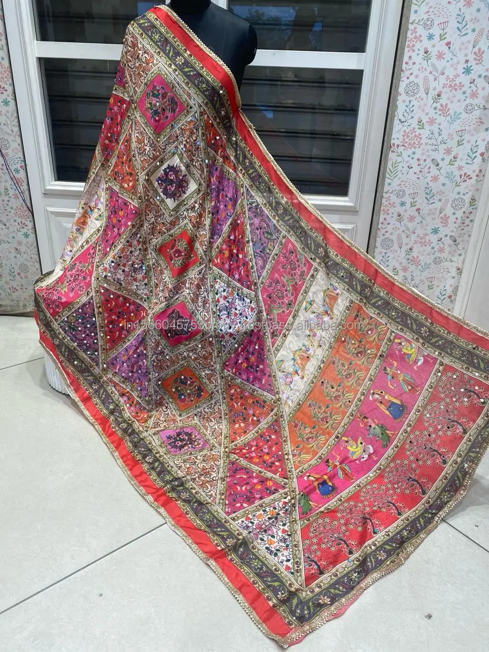 New Fancy Handmade Embroidery Mirror Work Pakistani Silk Dupattas ...