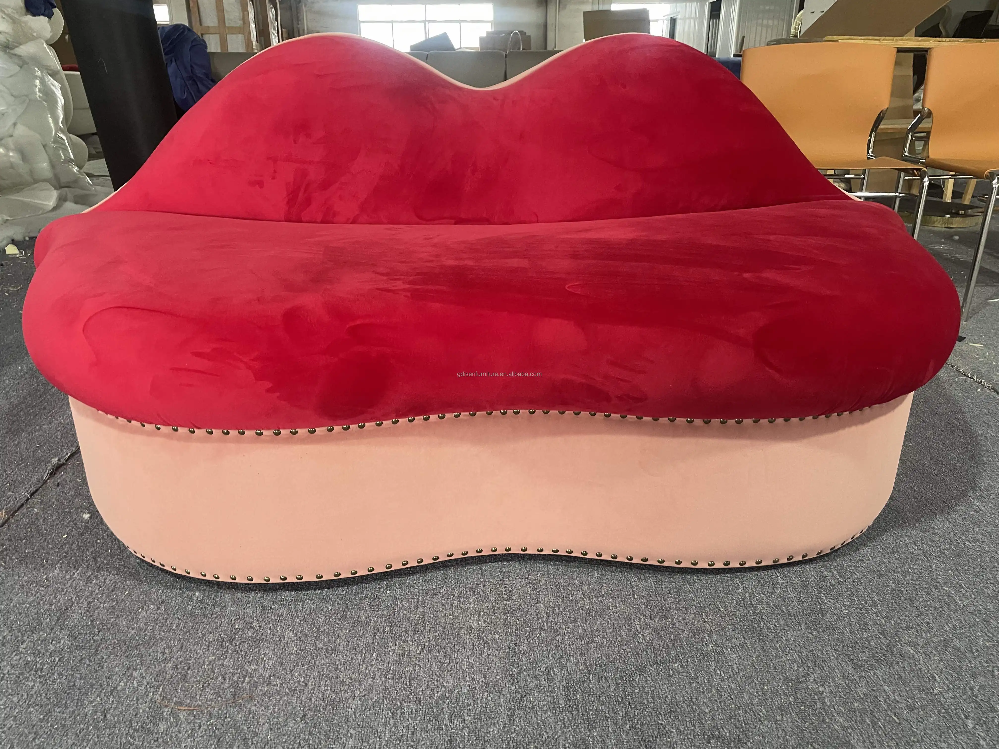 Wholesale Decor Fashion Lips Velvet Red Lips Sofa Styling Cotton Sofa ...
