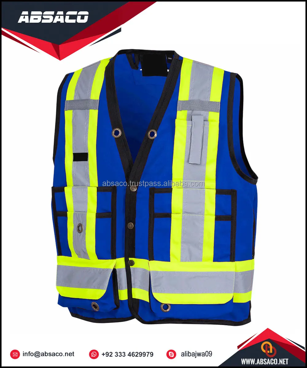 Safety Blue Mesh Vest Two-tone High Visibility Reflective Work Vest ...