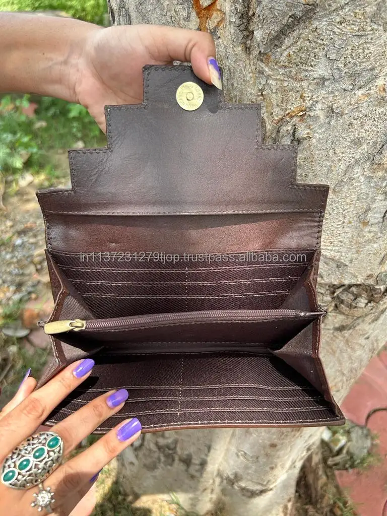 Top Deal 2024 Western Genuine Leather & Saddle Blanket Fabric Wallet With Hand Carved Design ...