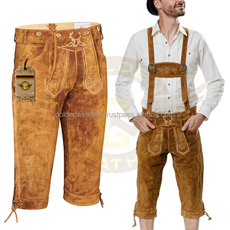 Golden Manufacturer Lederhosen Men Bayern Munech Real Leather Bavarian ...
