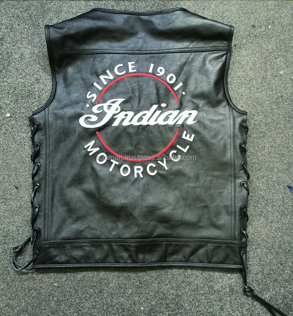 Women's Classic Leather Vest Black Indian Motorcycles Vest In Stock ...