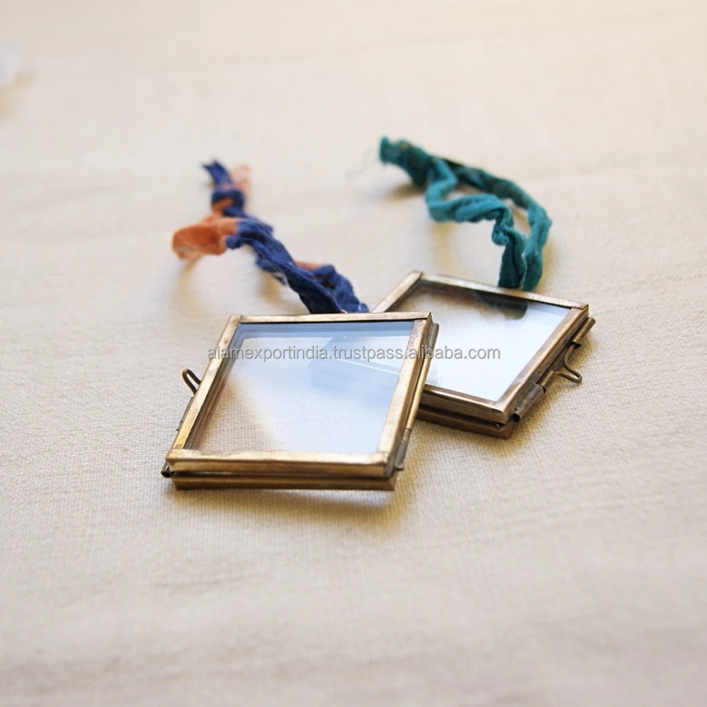 Antique Brass Golden Hanging Double Picture Frame With Glass For ...