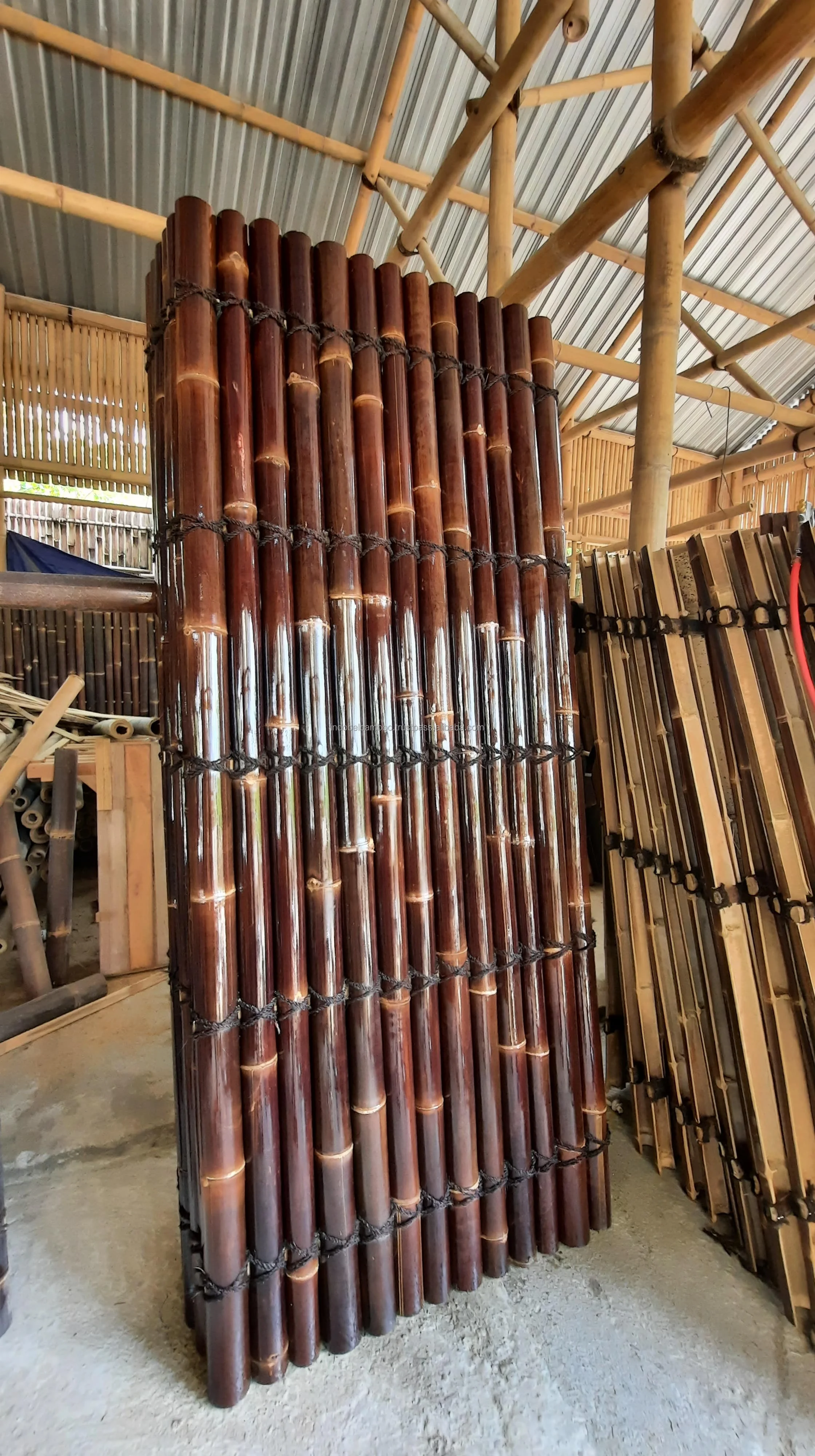 Panel Garden House Balcony Fence Wood Nature Composite Fence High Quality Black Bamboo Key Frame ...