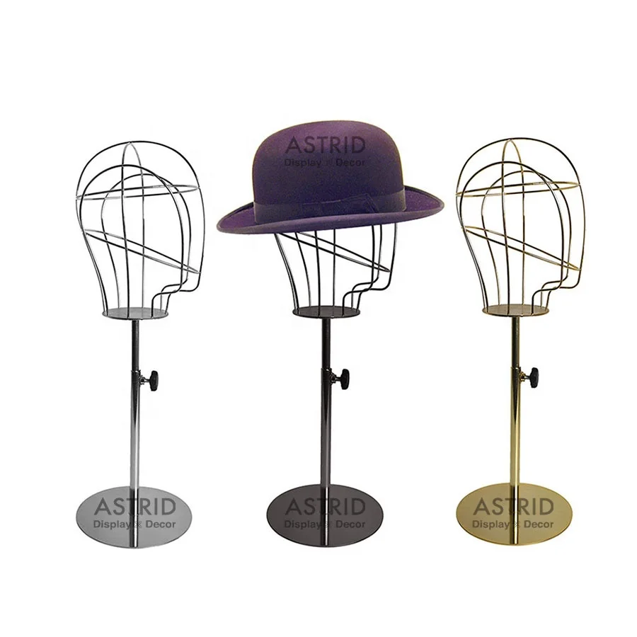 Gold Head Hat Display Stand for Clothing Store - Durable & Stylish