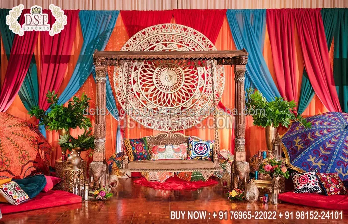 Punjabi Marriage Mehndi Stage Decorations - Indian Wedding