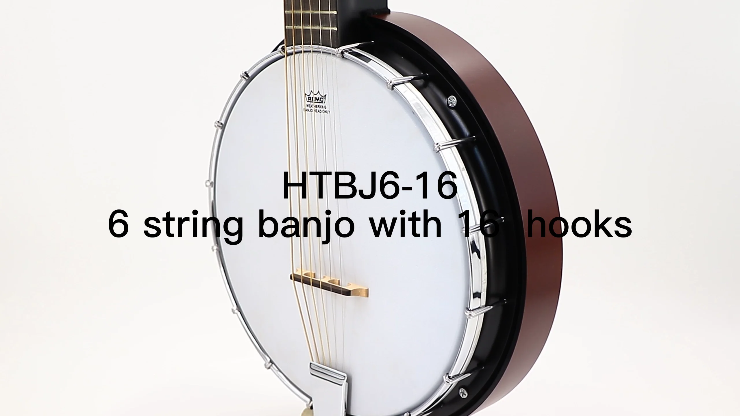 Htbj6-16 6 String Drum Skin Sapele Banjo With 16 Brackets Banjo Pick ...
