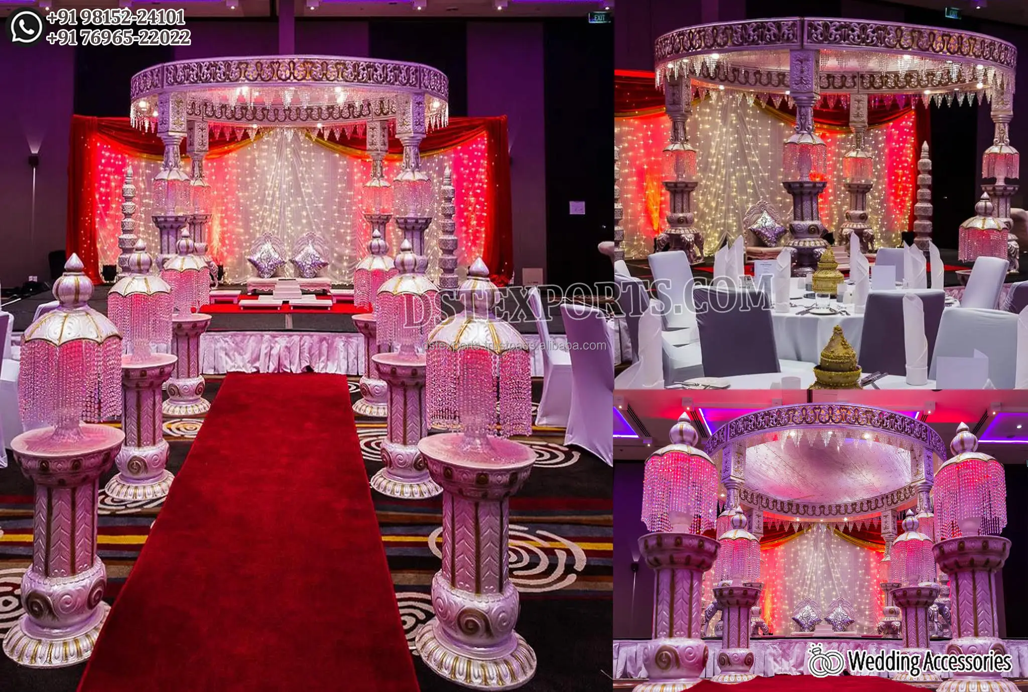 Traditional Design Crystal Decorated Mandap Setup Indian Wedding ...