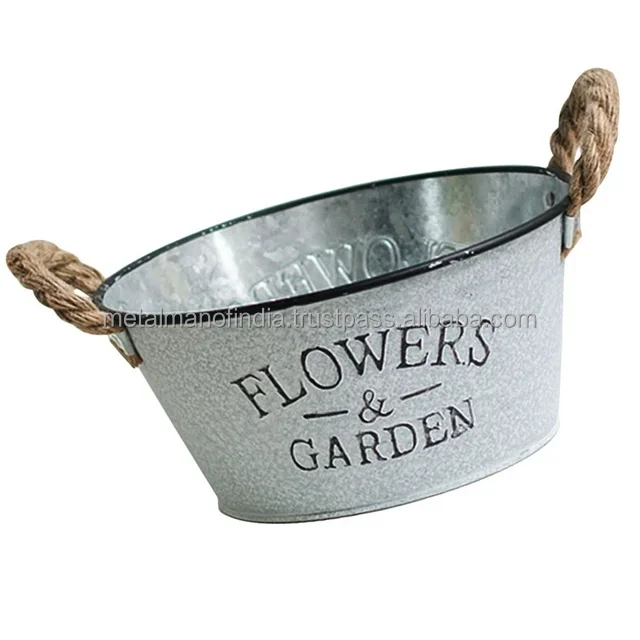 Garden Galvanized Steel Bucket Planter Bucket Flower Pot - Buy ...