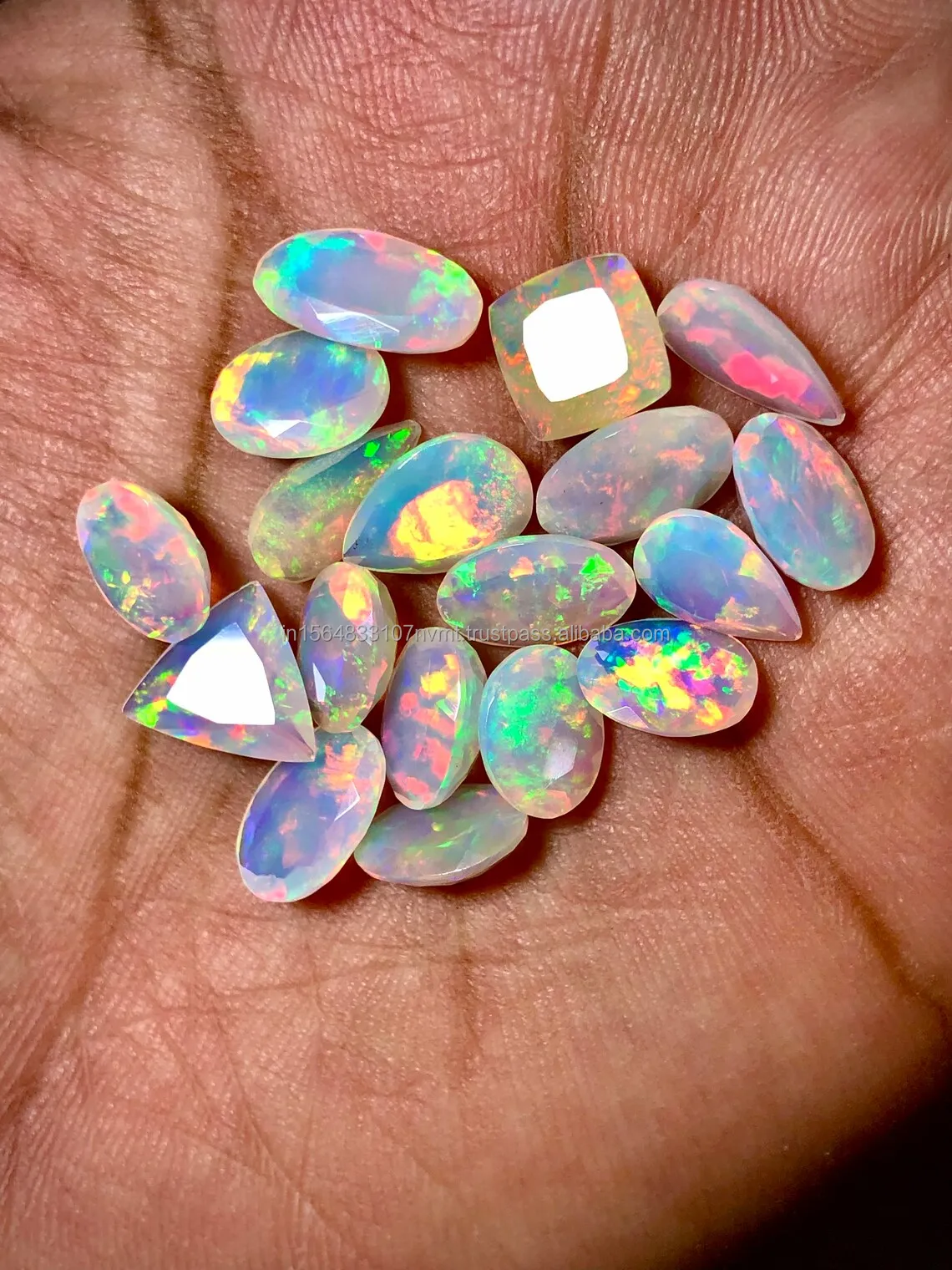 Multi Fire Welo Ethiopian Opal Faceted Round Shape Loose Semi Precious Ethiopia Opal Cabochon ...