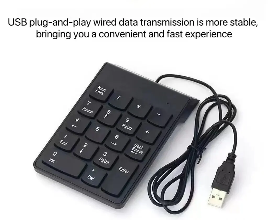 Usb Numeric Keypad Wire Numpad Digital 19 Key Mini Keyboard For Pc ...