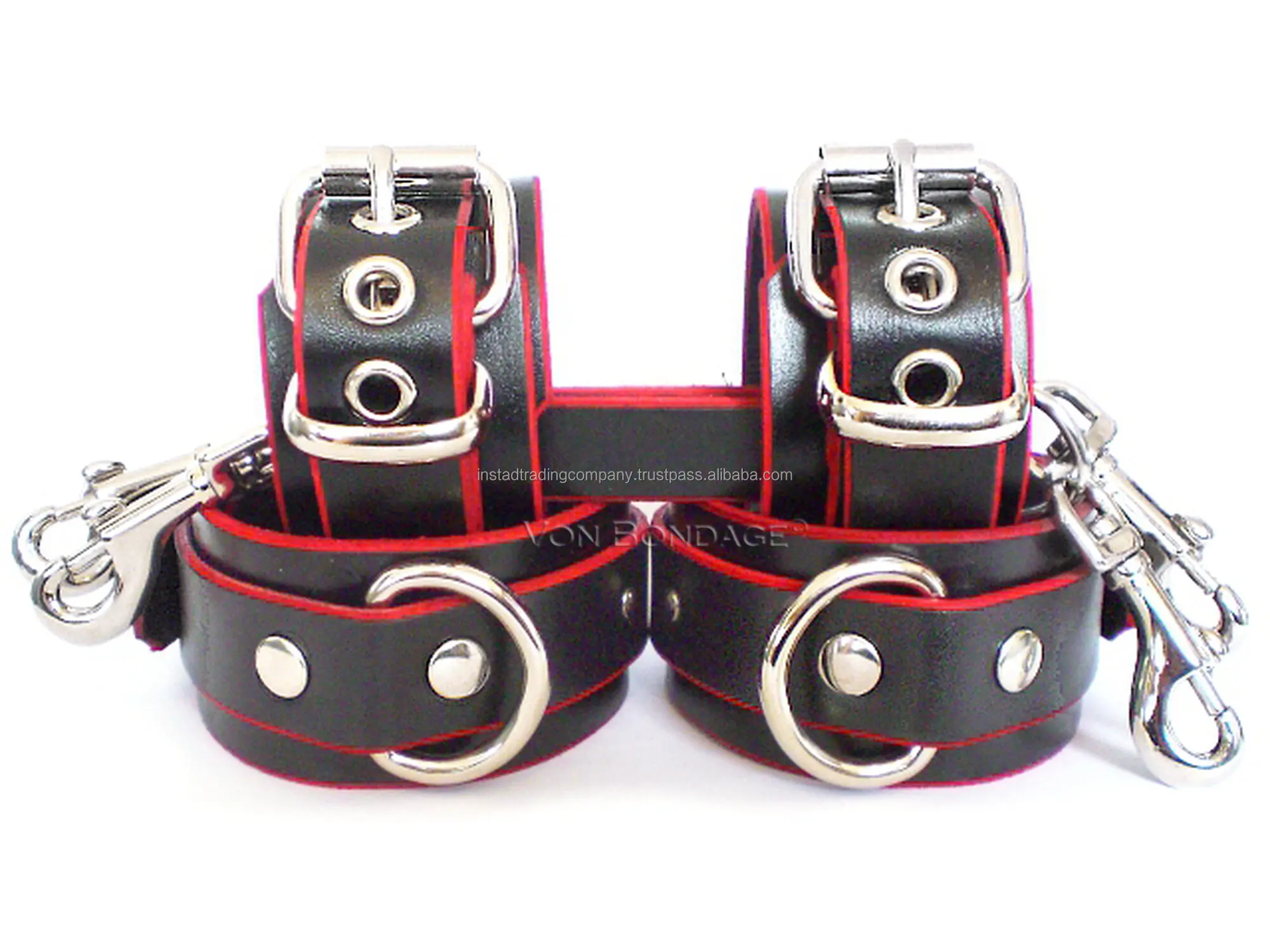 Ganiune Cow Leather Handdcuffs With Chain Bdsm Bondage 3pcs Set ...