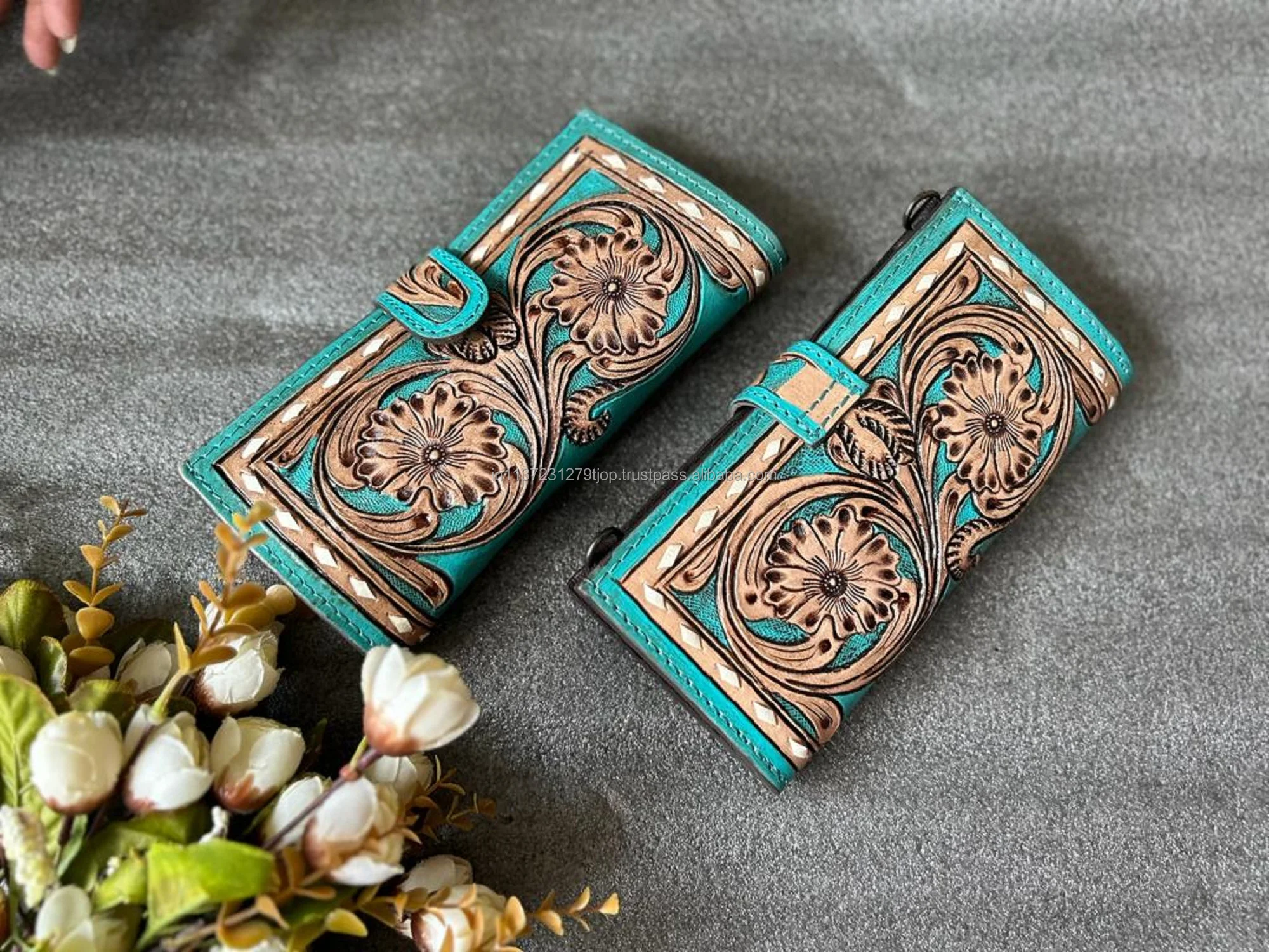 New Western Style Color Tooled Leather Women Clutch Purse Hot Selling ...