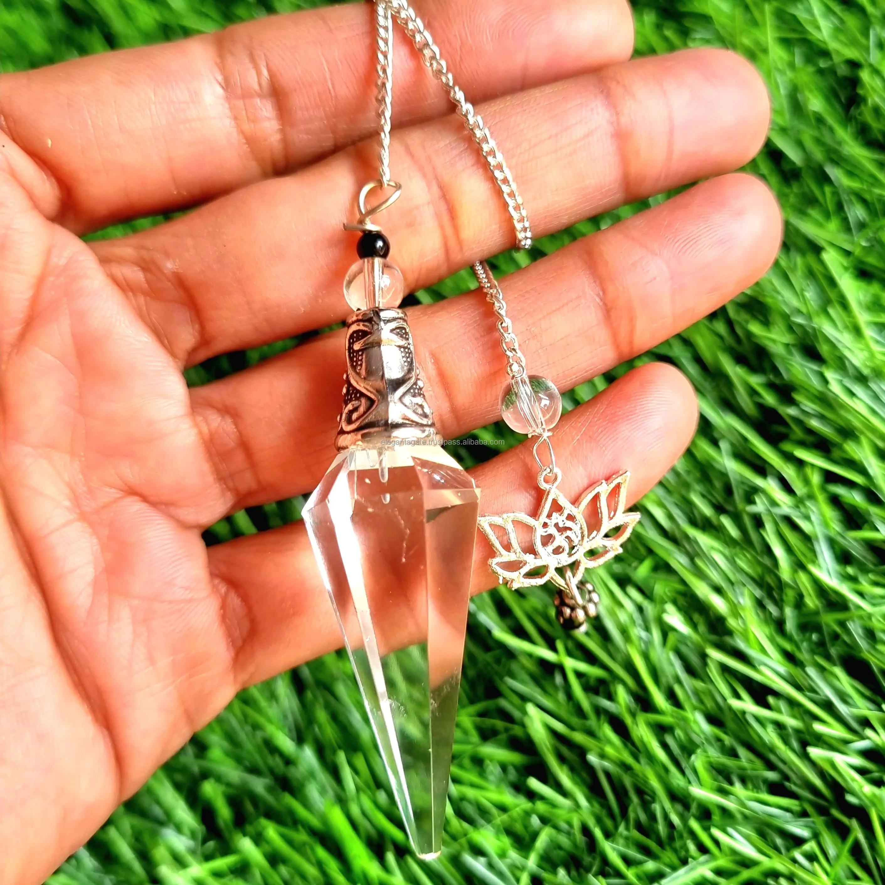 Hot Selling Clear Quartz Lotus Chain Pendulum/healing Energy Spritual ...