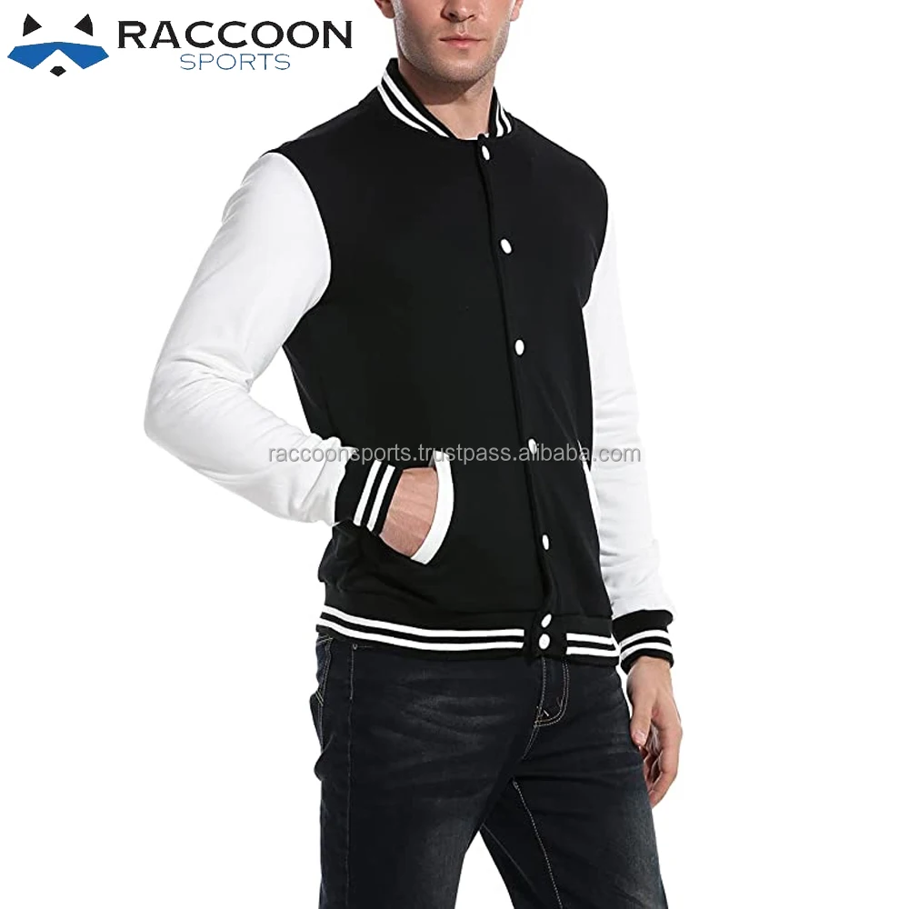 Customized Varsity Jacket Hoodie Solid Black Letterman Hoodie Jacket ...