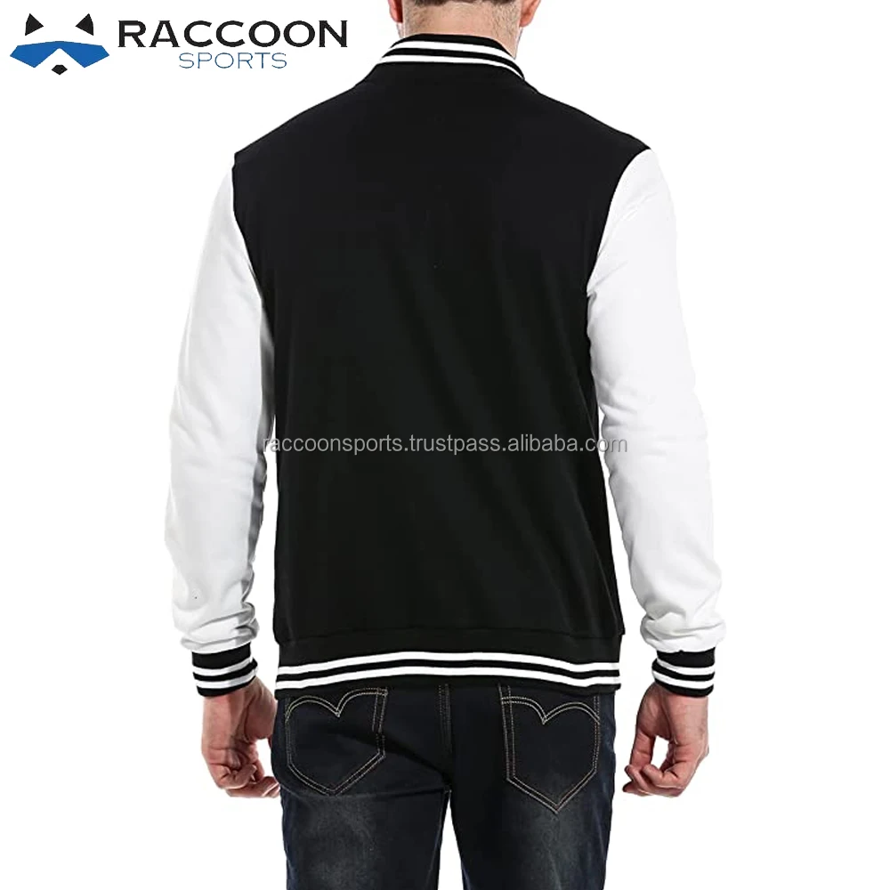 Customized Varsity Jacket Hoodie Solid Black Letterman Hoodie Jacket ...