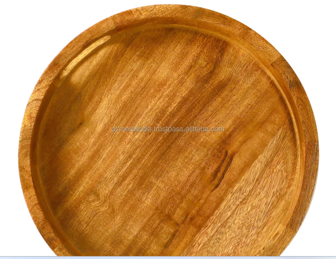Mango Wooden Tray - Rustic Bamboo Serving Tray Set