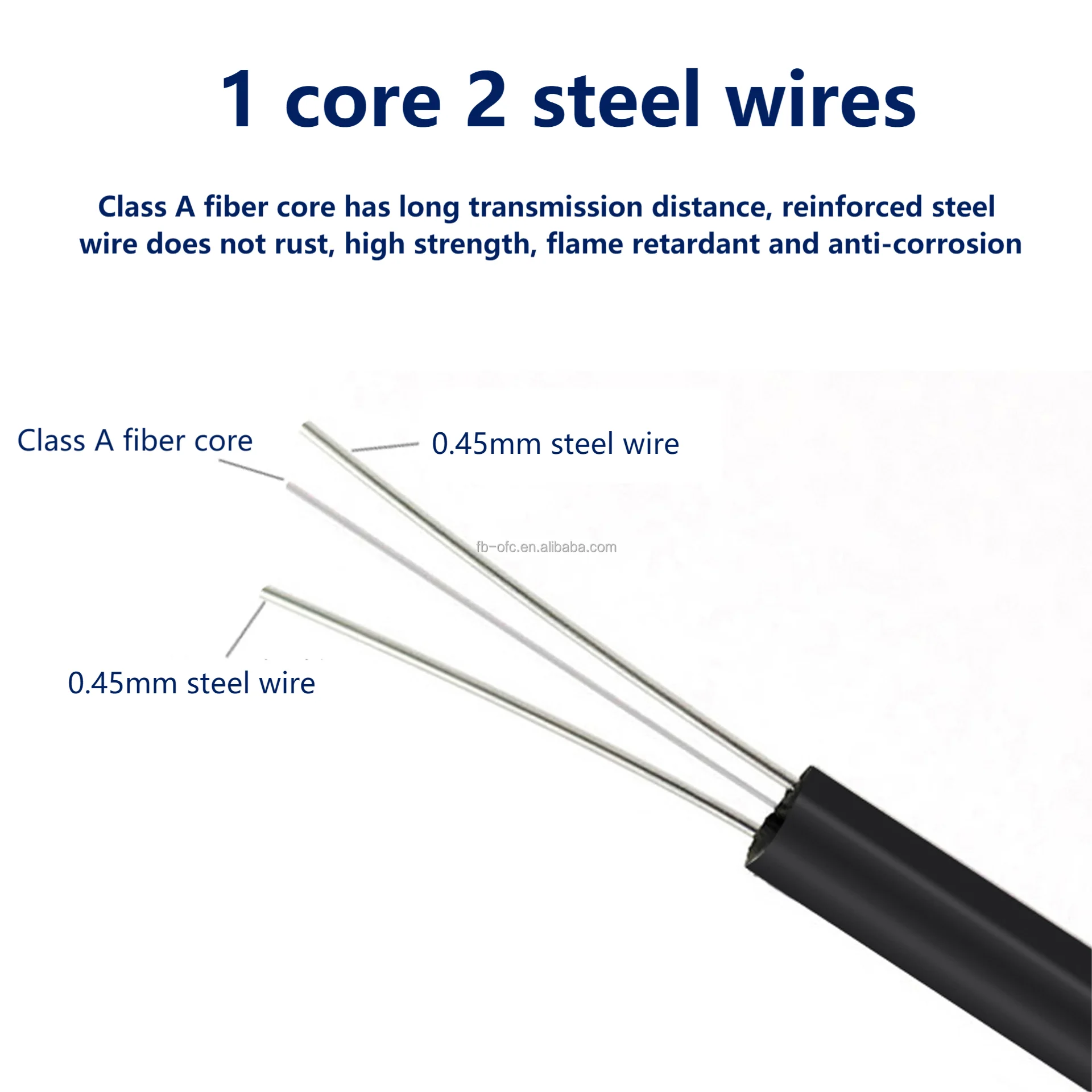Indoor Outdoor FTTH Drop Cable G657A2 with Connectors